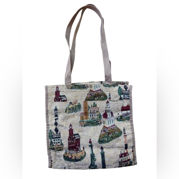 Bags | Vtg 9s Lighthouse Carpet Tapestry Bag With Coin Purse | Poshmark